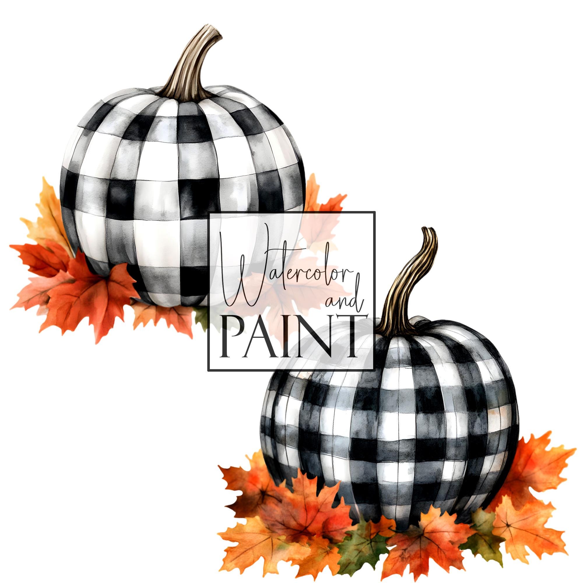 Plaid Pumpkin, Fall Clipart, Autumn Graphics, Instant Download ...