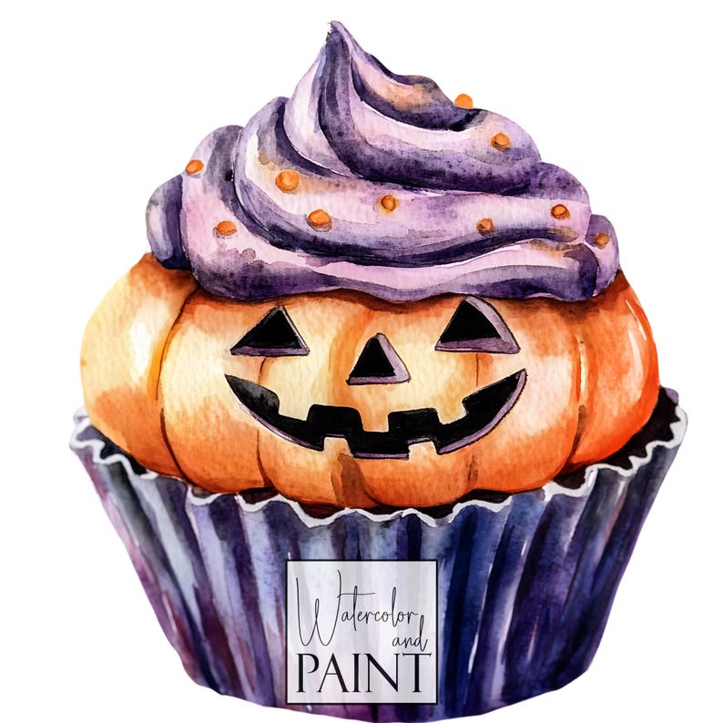 Halloween Cupcakes, Watercolor Clipart, 8 Pngs, Instant Download ...