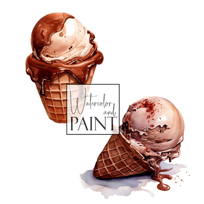 Ice Cream Clipart, Sundae Elements, Watercolor Graphics, PNG Format ...