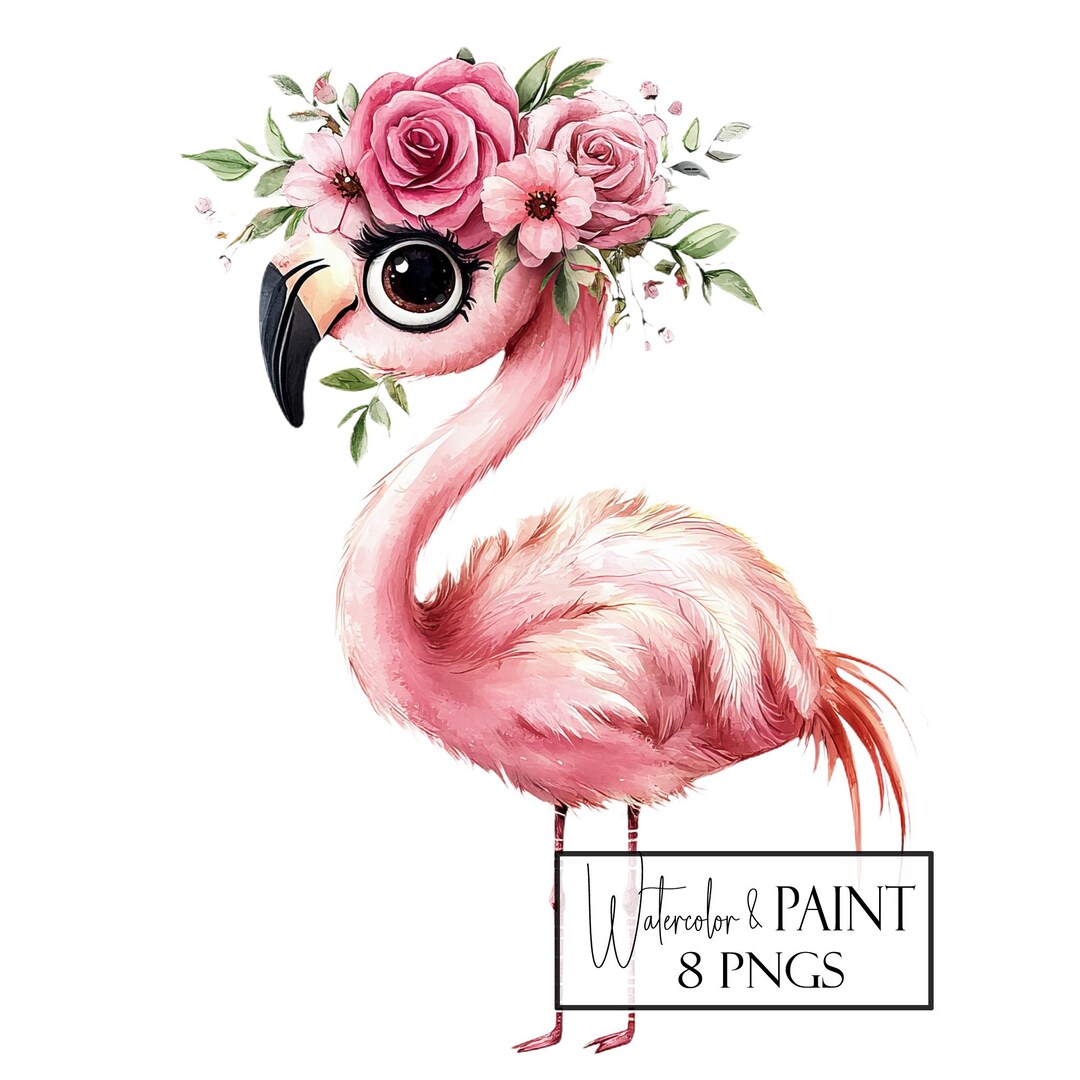 Glam Pink Flamingo Clipart Set: Tropical PNG Images (commercial Use ...
