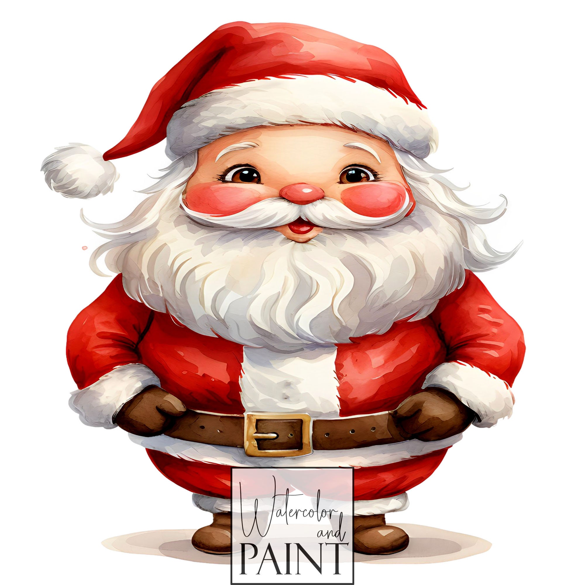 Christmas Santa, Watercolor Clipart, PNG Format, Instant Download ...