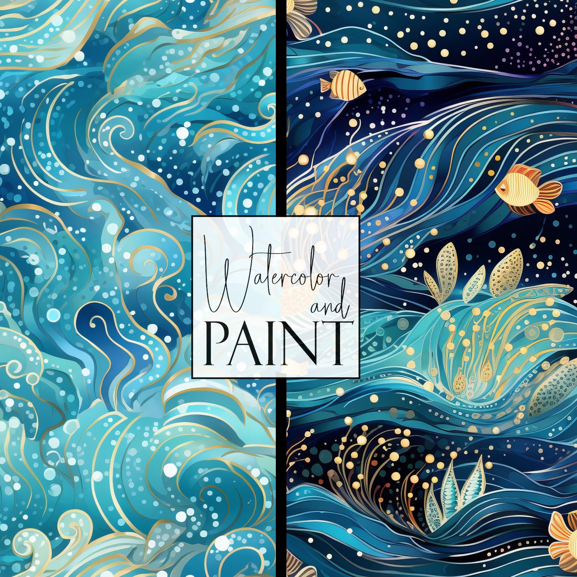 Abstract Ocean, Seamless Patterns, Digital Paper Set, 12 Jpgs, Instant ...