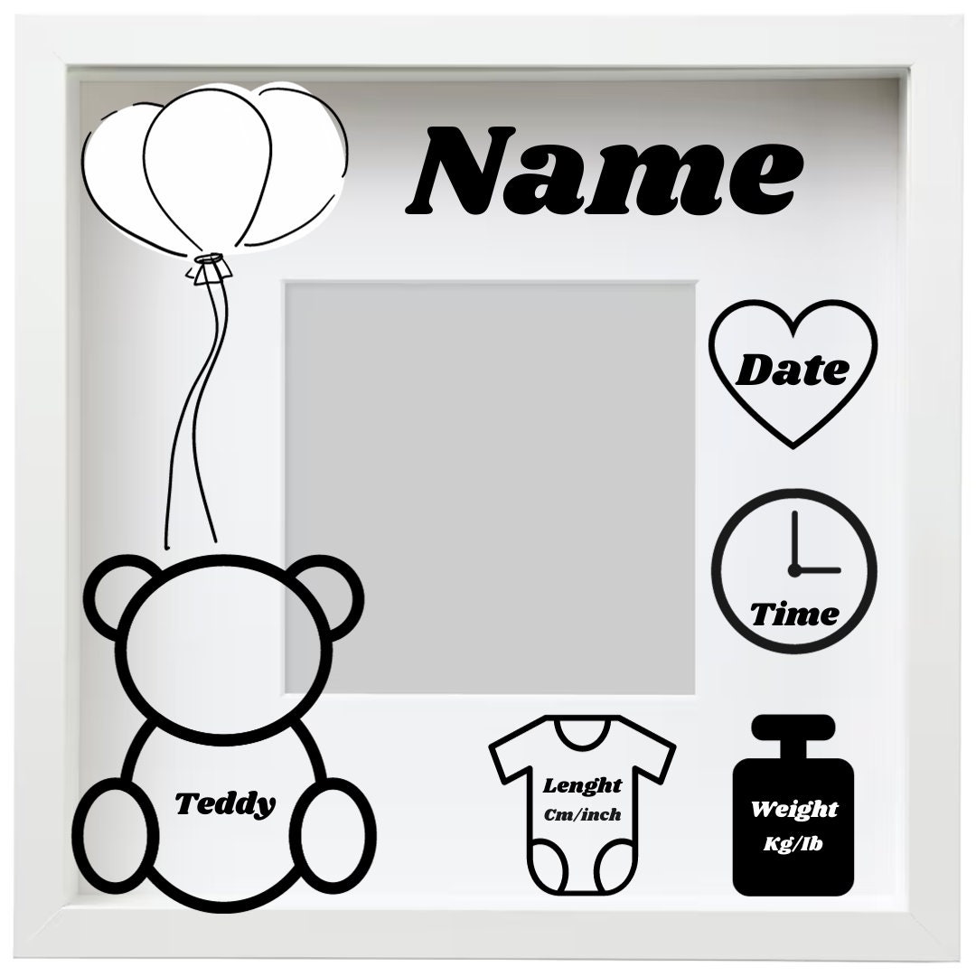 New Baby Boy Personalised Photo Frame With Crochet Lion With Birth Stat ...