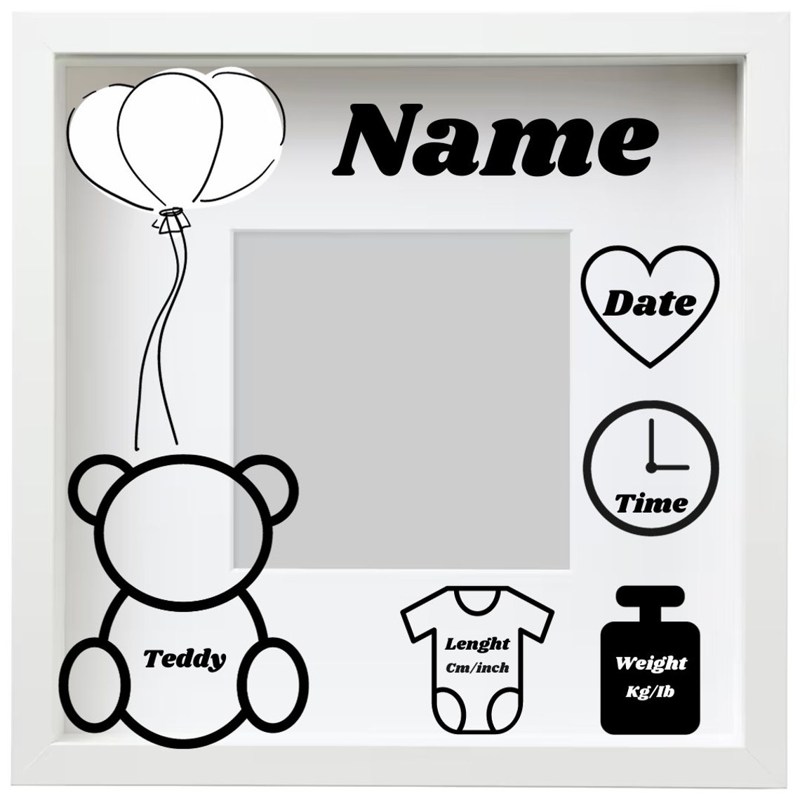 Handcrafted Baby Birth Stats Frame With Crocheted Teddy Bear - Unique ...