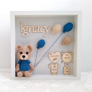 Personalized Baby Birth Stats Frame With Handmade Teddy Bear - Unique ...