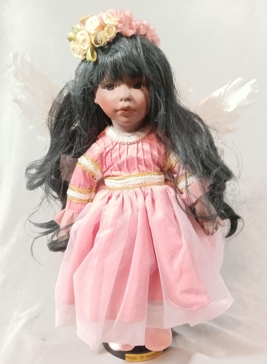 Angel of Freedom Black Doll, Porcelain Head. on Titled Stand - Etsy