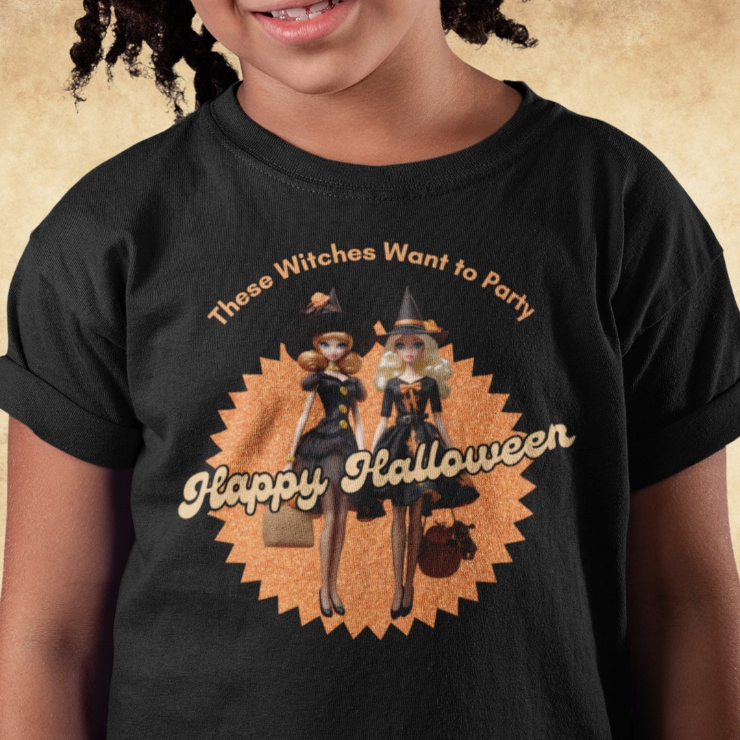 Youth Trendy Halloween Witch T-shirt Sparkle Doll Party Happy Halloween ...
