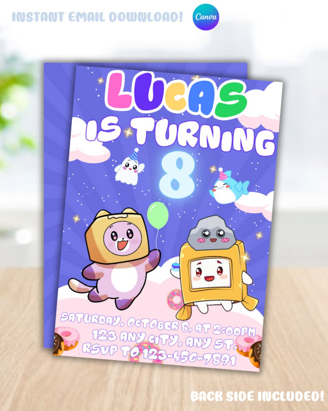 Editable Lankybox Inspired Birthday Invitation Printable - Etsy Canada