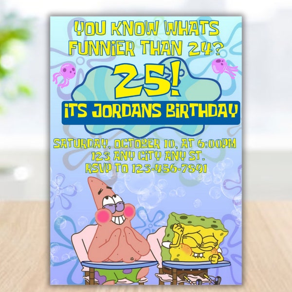 Spongebob Invite - Etsy