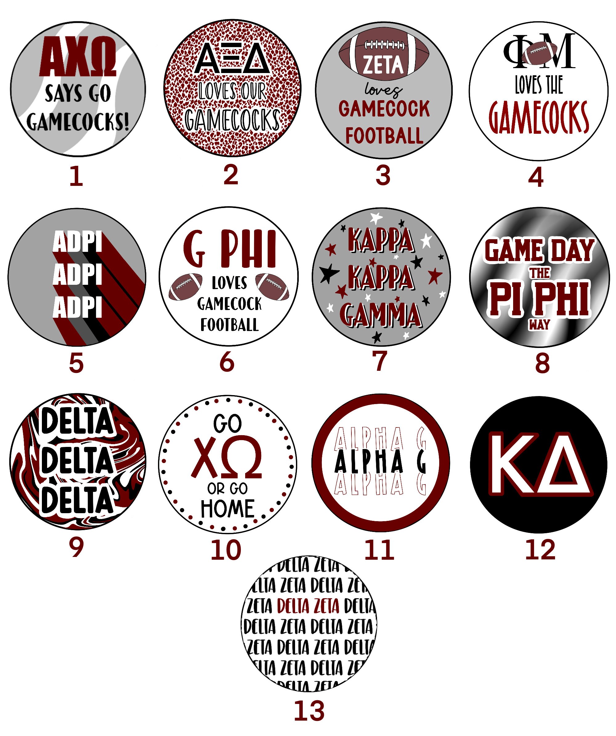 South Carolina Sorority Game Day Pins | Game Day Buttons | USC ...