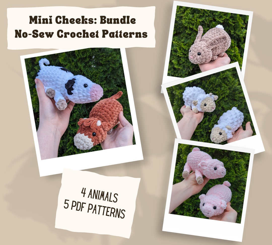 Mini Cheeks Crochet Bundle pig, Sheep, Cow, Bunny: No Sew Crochet ...