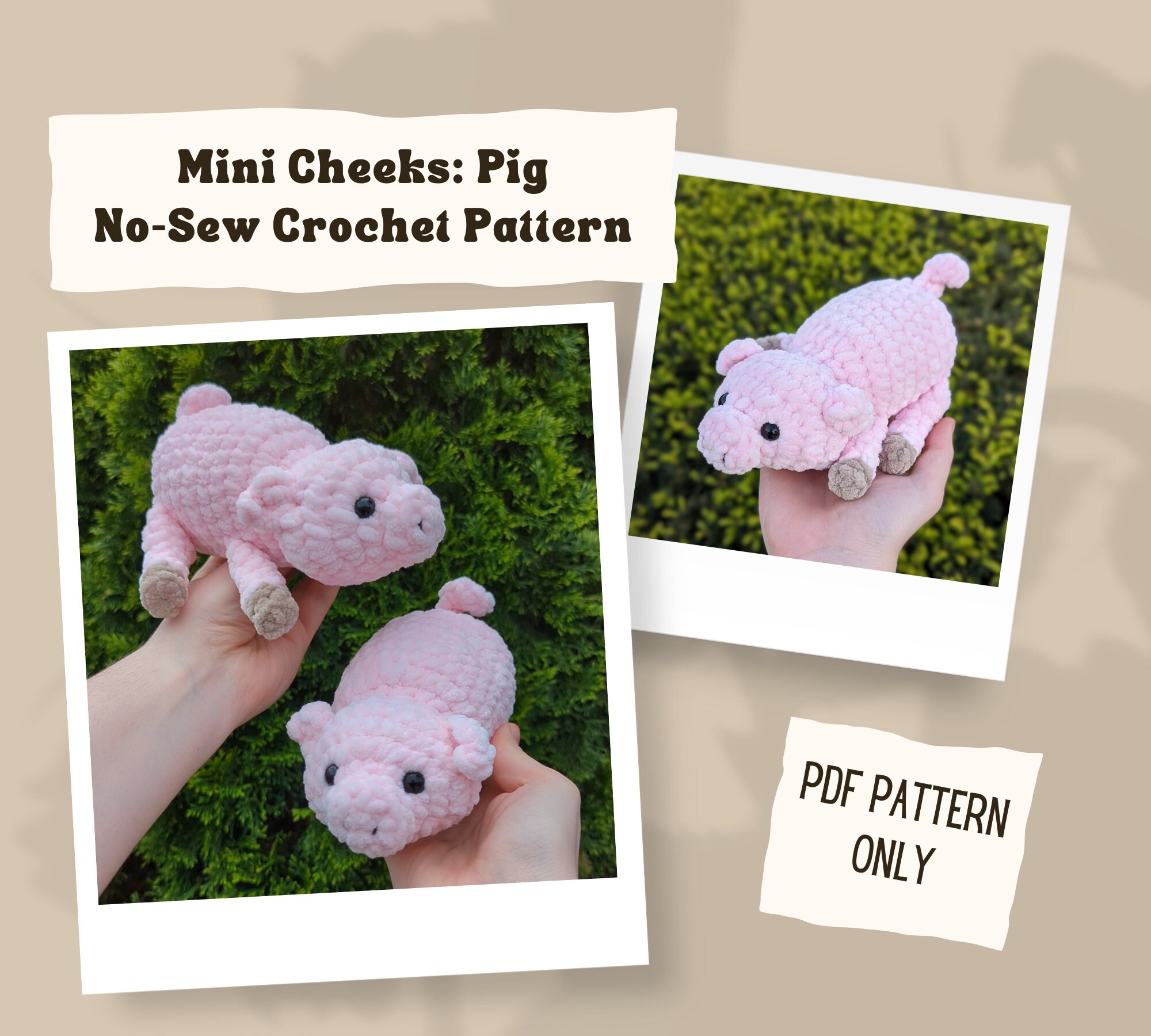 Mini Cheeks Pig: No Sew Crochet Amigurumi Pattern - Etsy