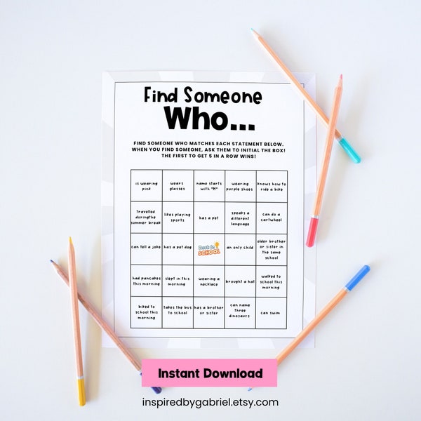Find Someone Who Game - Etsy