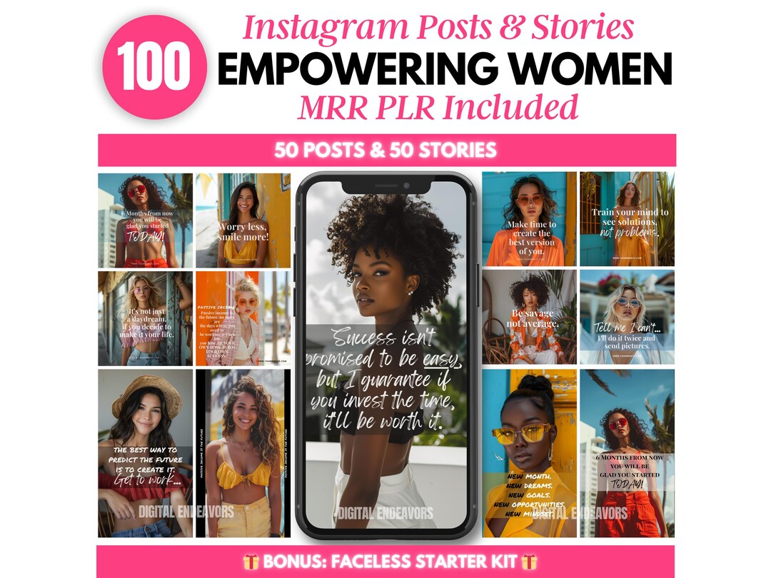 Empowering Women Social Media Posts Templates, PLR Digital Products MRR ...