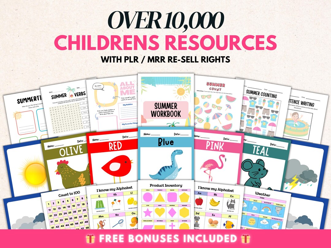 PLR Educational Printables for Kids Activity Bundle, Educational ...