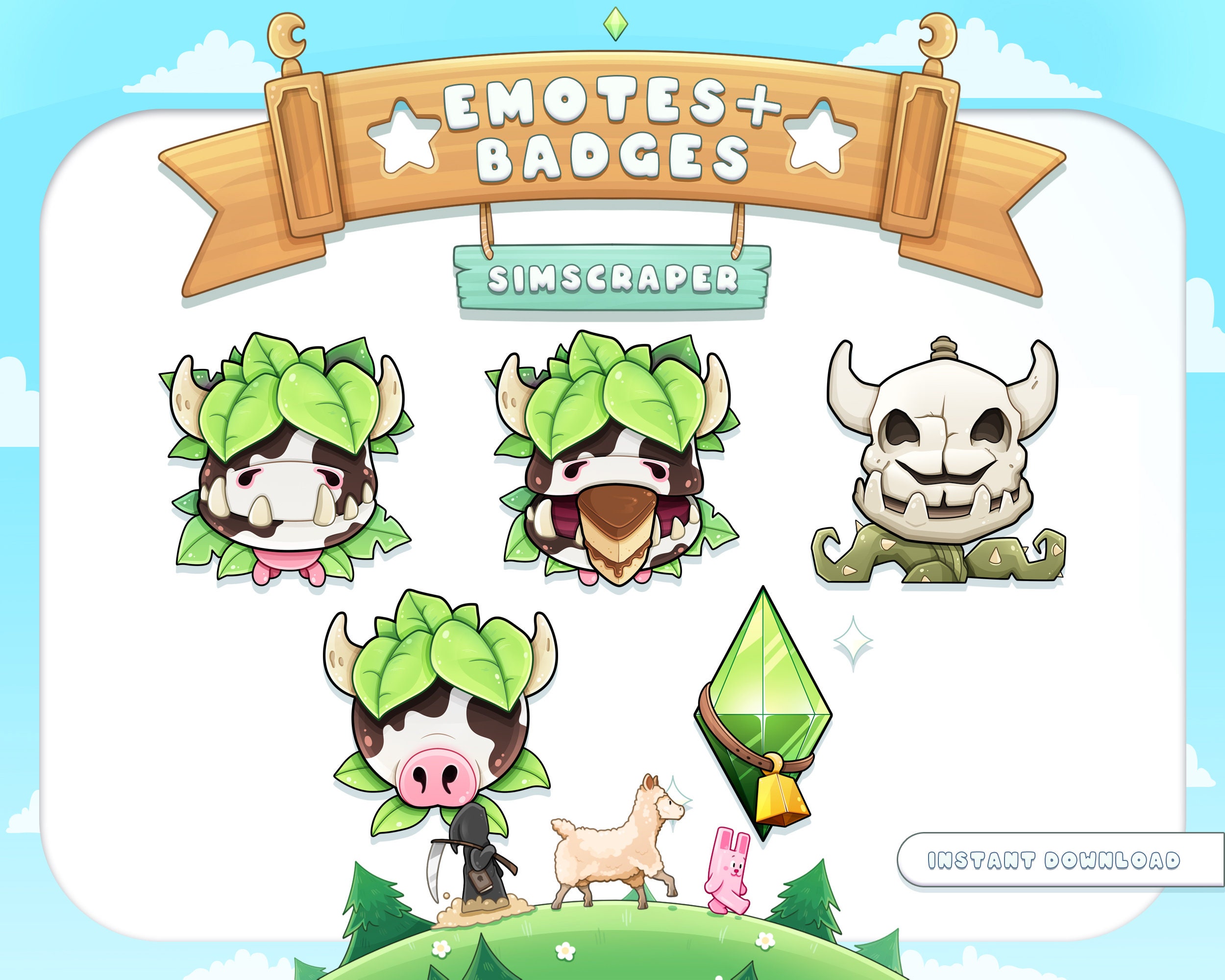 Cowplant | the Sims Inspired | Twitch Emotes and Badges | Games Series ...