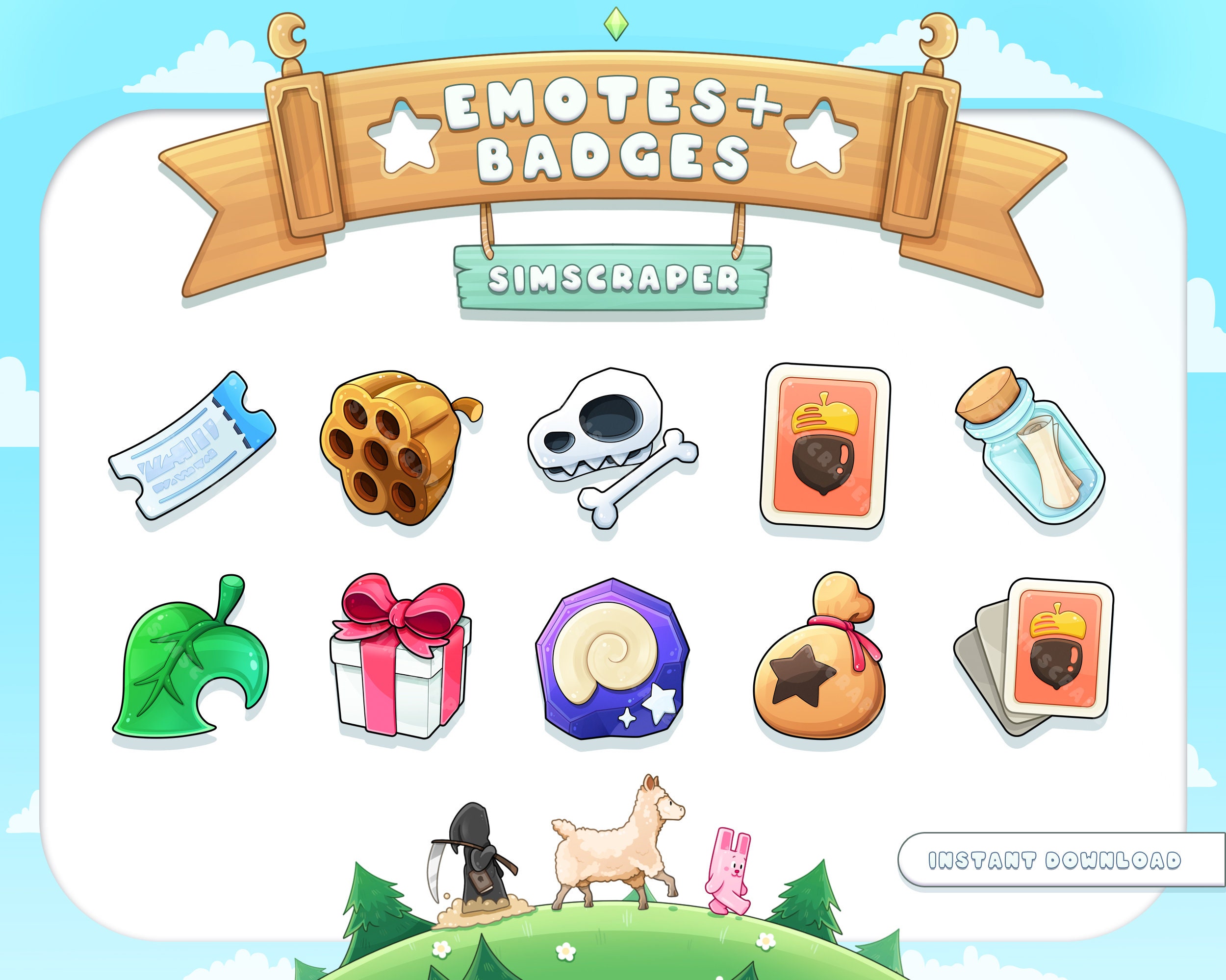 ACNH Inventory Twitch Emotes and Badges Animal Crossing Item Set - Etsy