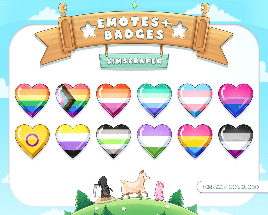 LGBTQ+ Pride Heart Streamer Icons: Twitch, Youtube, Discord (digital ...