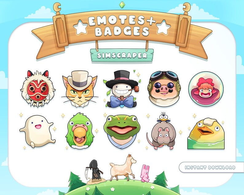 Ghibli Inspired Twitch & Discord Emotes and Badges Anime Series Set 2 ...