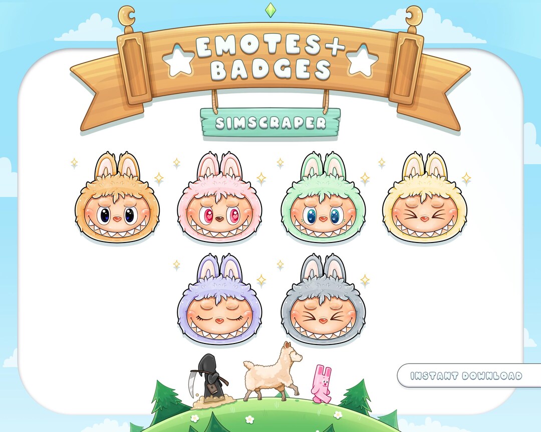 Labubu Inspired | Kawaii Monster Sub/bit Badges and Emotes for Twitch ...