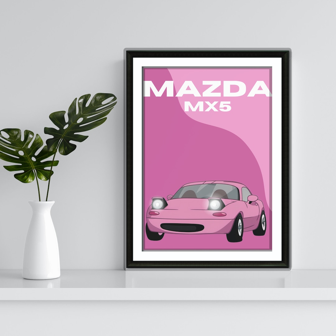 Cartoon Pink Mazda MX5 Mk1 Car Print Digital Downloadable - Etsy UK