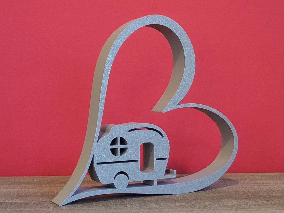 3D Printed Camper Heart Camping Decor Sign - Etsy
