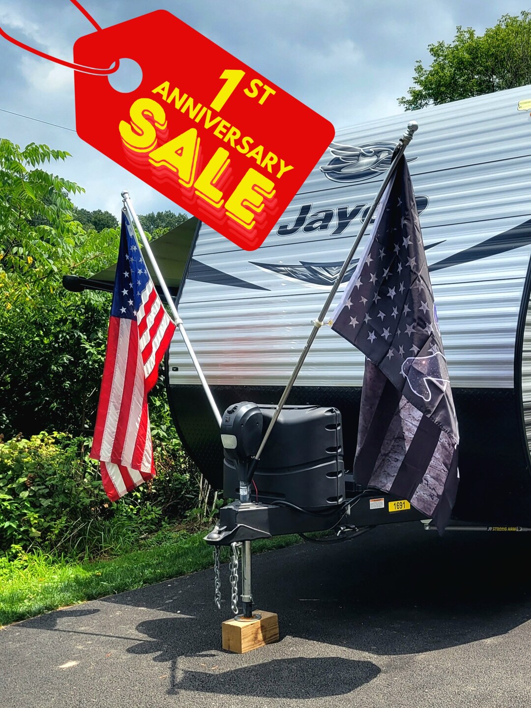 Camper Double Flag Pole Mount RV Flag Holder - Etsy