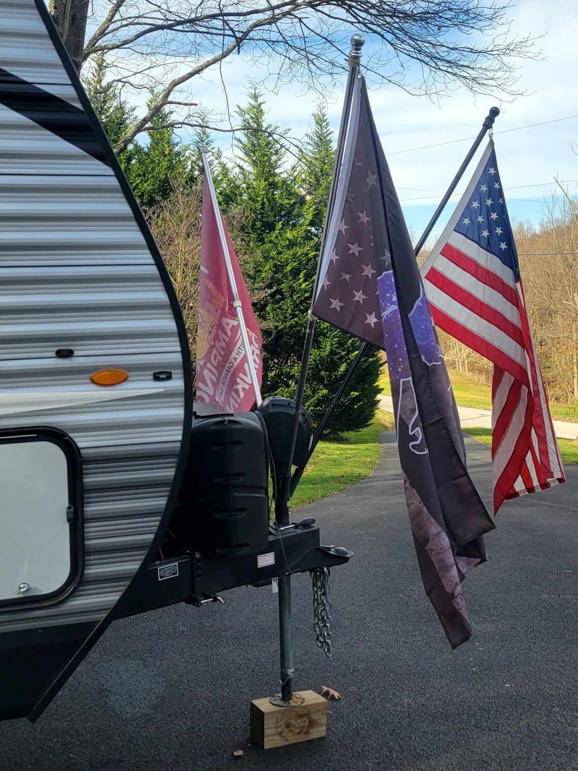 Camper Triple Flag Pole Mount RV Flag Holder - Etsy