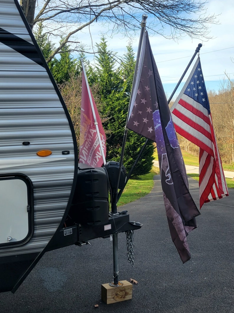 Camper Triple Flag Pole Mount RV Flag Holder - Etsy