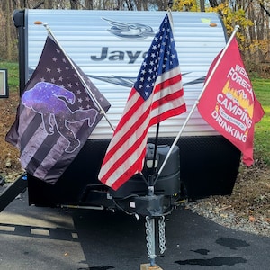 Camper Triple Flag Pole Mount - RV Flag Holder - Freedom Jack - Etsy