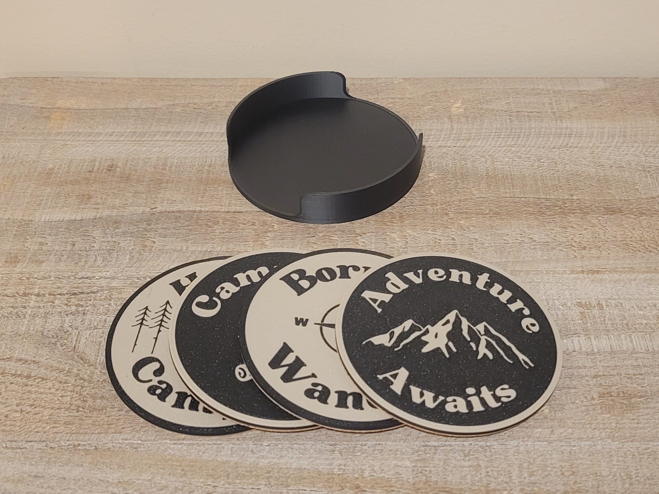 3D Printed Drink Coaster Set - 4 Pack - Camping Theme - Gift for ...