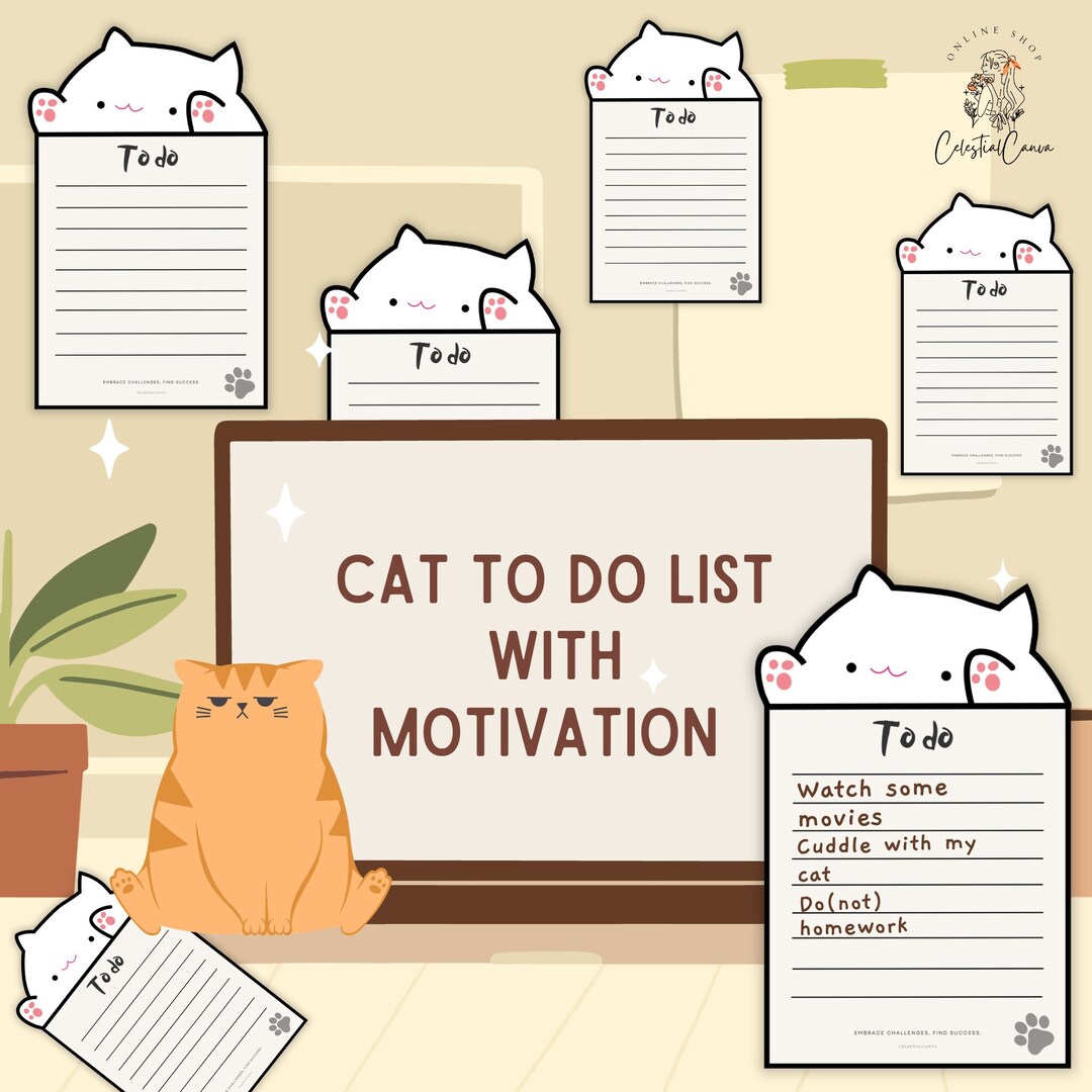 Cat to Do List, Printable to Do List, Digital Product for Cricut, DIY ...