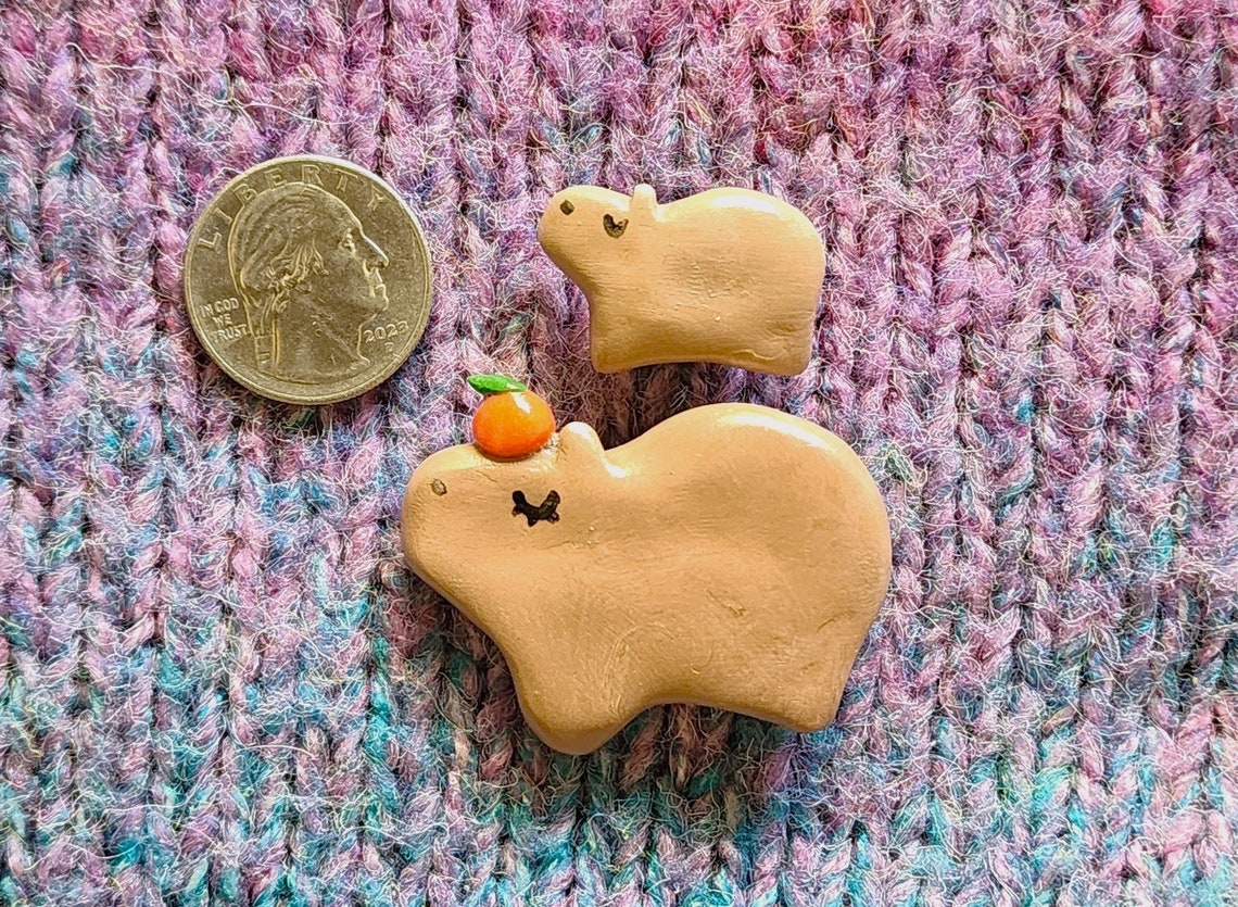 Capybara Stack Magnets 1 Pair Polymer Clay Refrigerator Magnets ...