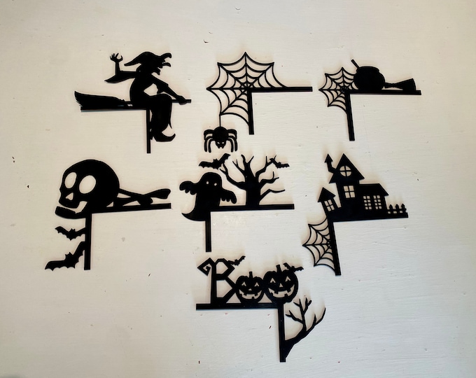 Halloween Door Corner Sign Halloween Silhouette Skull Sign Spider Web ...