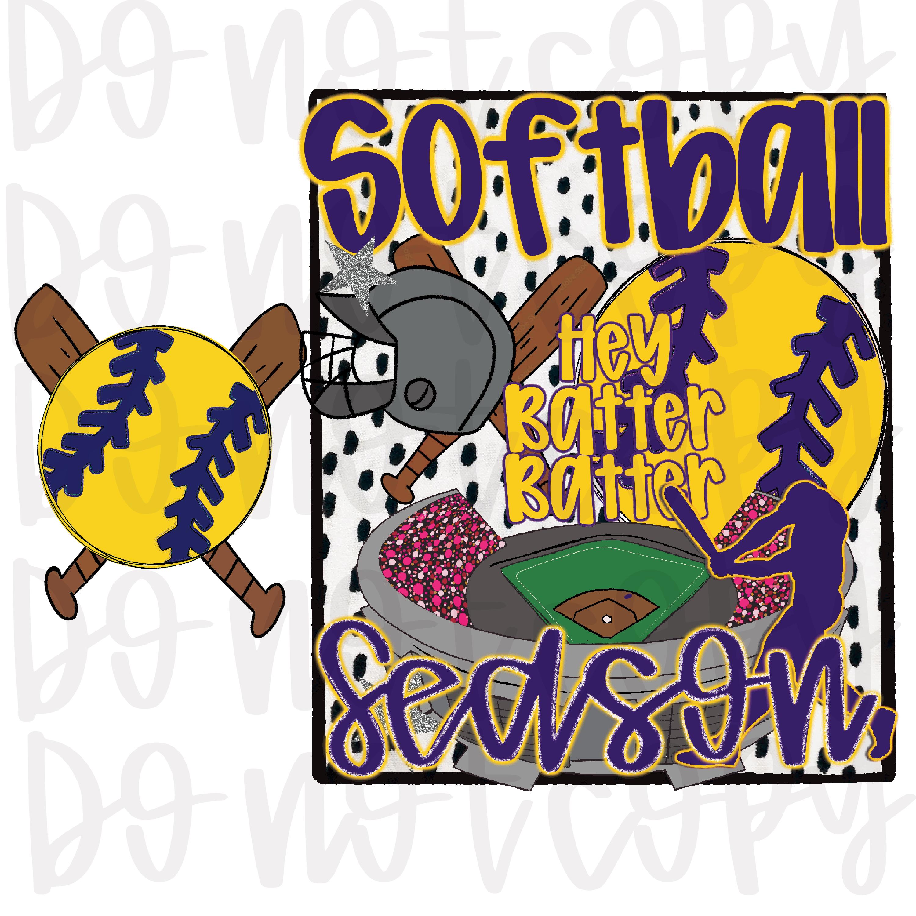 Softball Preppy Png, Front Back Png Hand Drawn Softball Png Digital ...