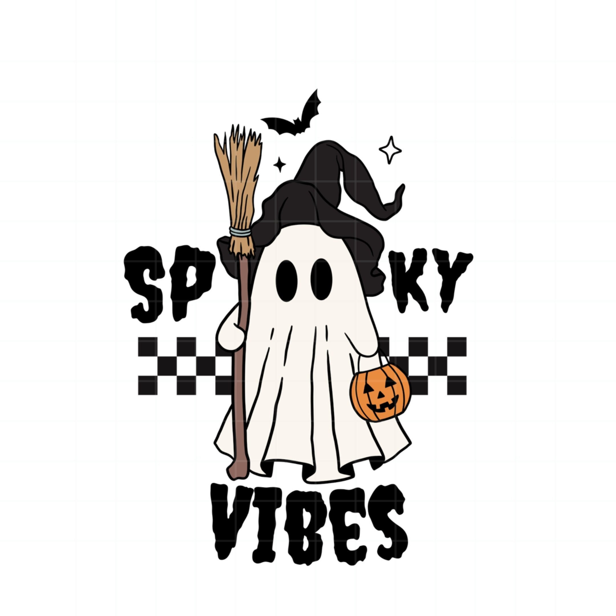 Spooky Vibes Png, Cute Ghost Sublimation, Halloween Instant Download ...