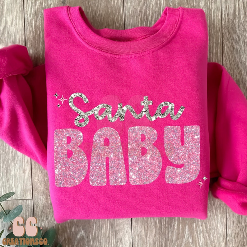 Santa Baby Glitter Png, Girly Christmas Design, Holiday Digital, Blingy ...