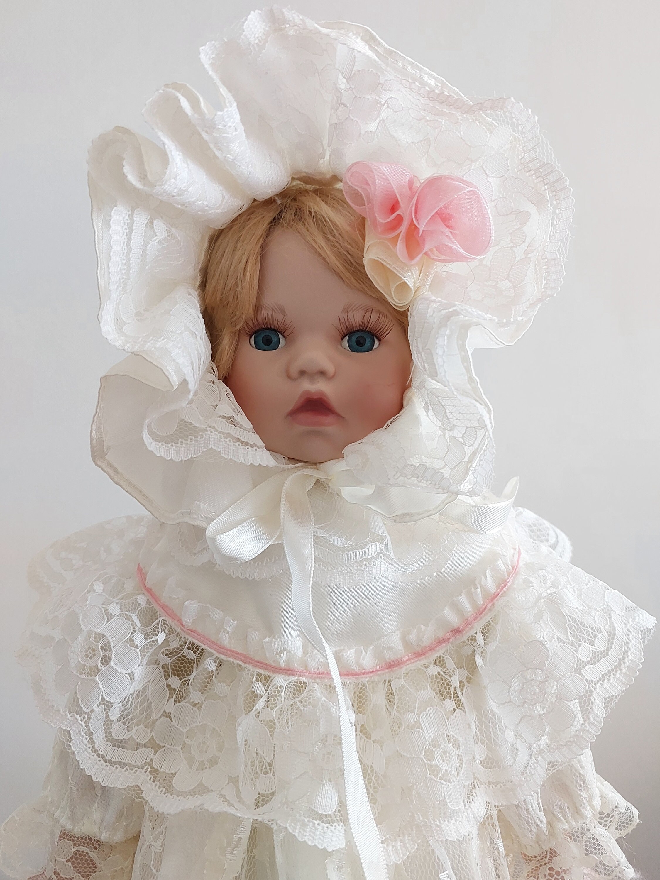 Baby Porcelain Collectible Doll With Satin and Lace Dress - Etsy