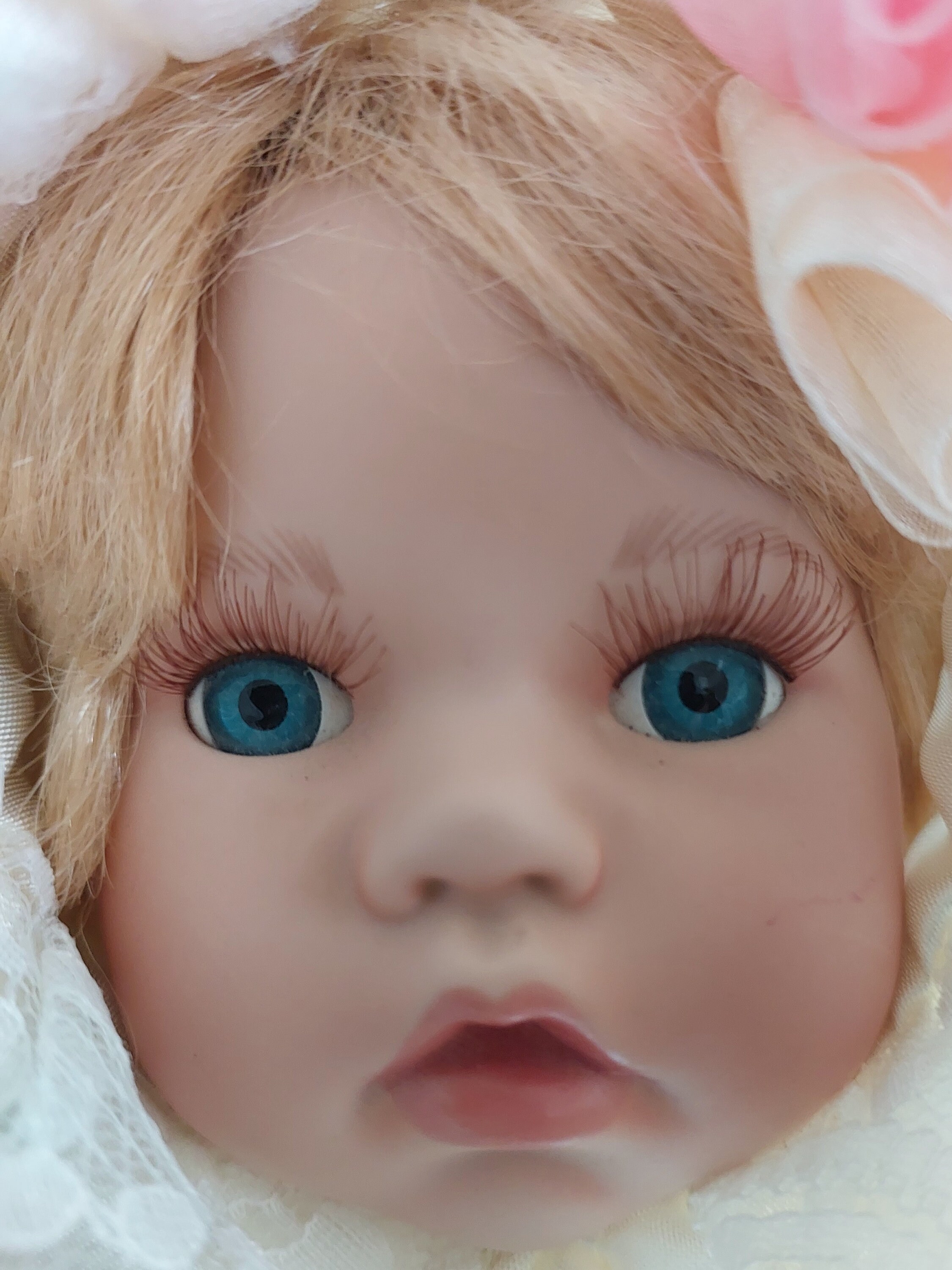 Baby Porcelain Collectible Doll With Satin and Lace Dress - Etsy