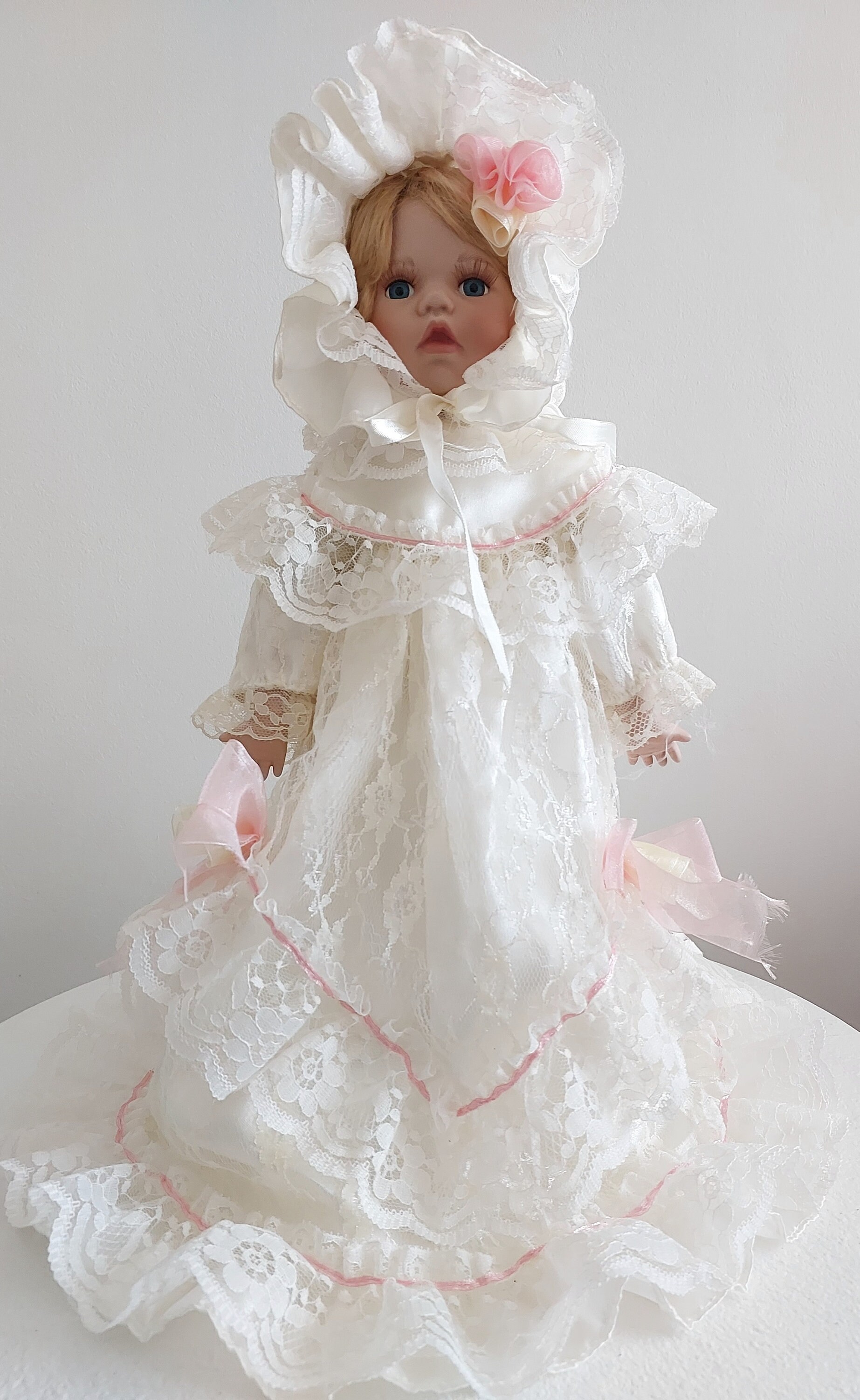 Baby Porcelain Collectible Doll With Satin and Lace Dress - Etsy