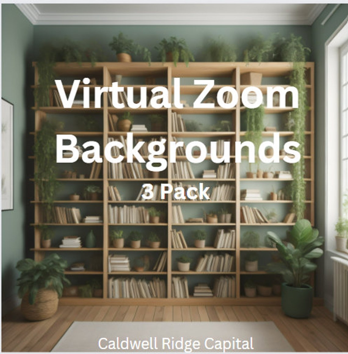 Modern Office Virtual Zoom Background | Library and Bookshelves - Etsy