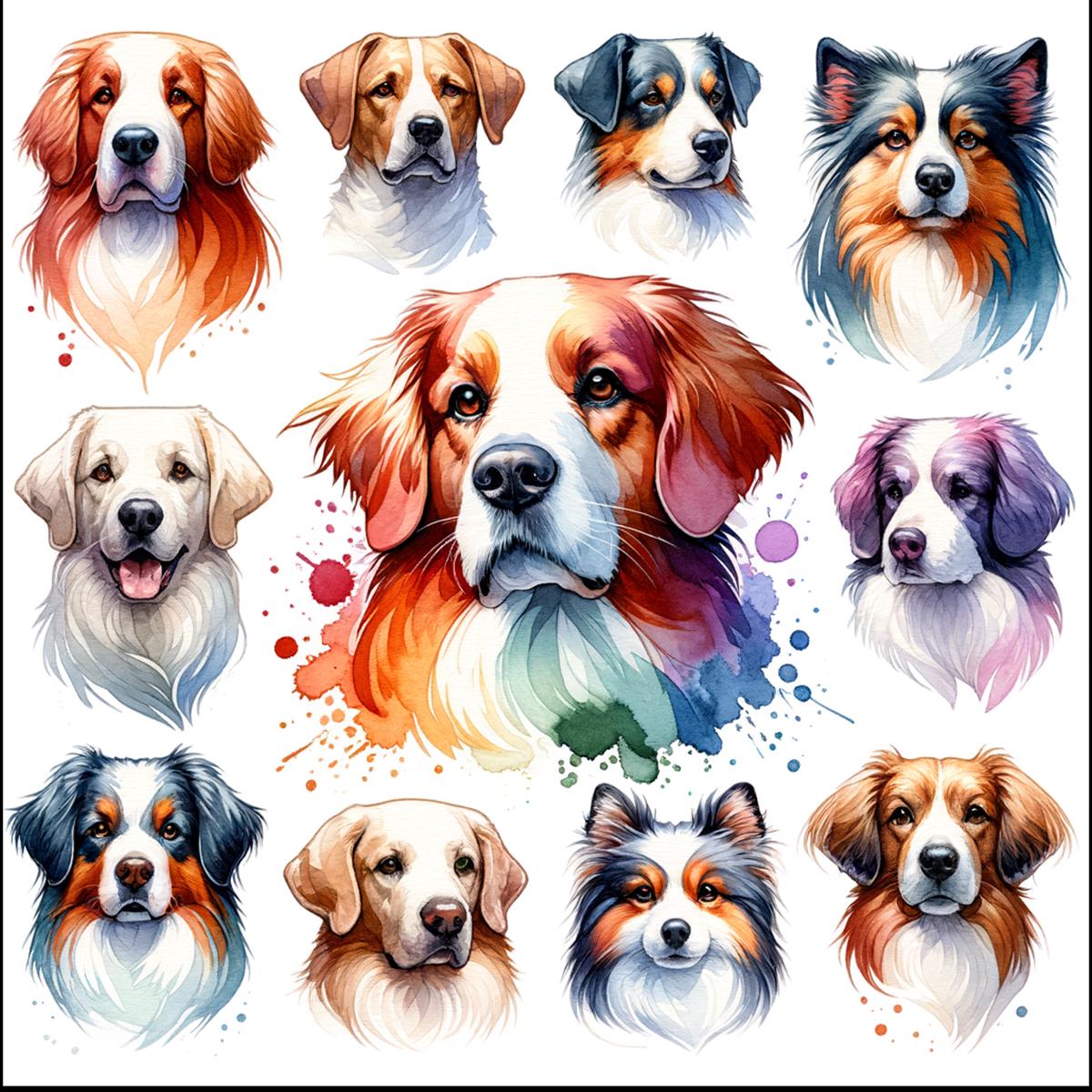 Dog Breed Clipart in Watercolor, 10 Separate Images - Etsy