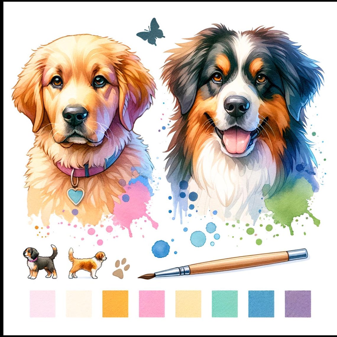 Dog Breed Clipart in Watercolor, 10 Separate Images - Etsy
