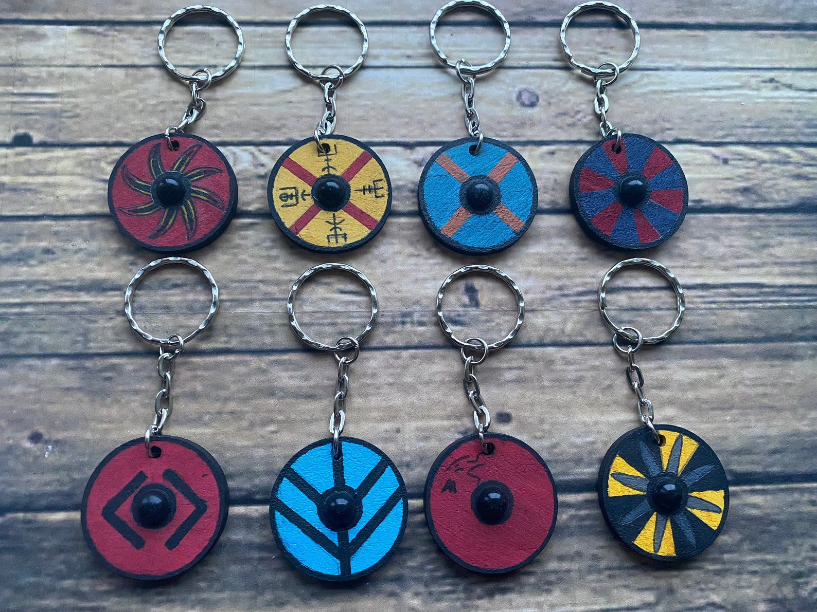 Vikings Shield Keyrings - Hand Painted Norse Gift, Keychain, Viking ...