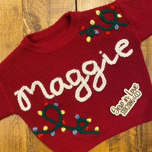 Custom Name Hand Embroidered Sweater - Etsy