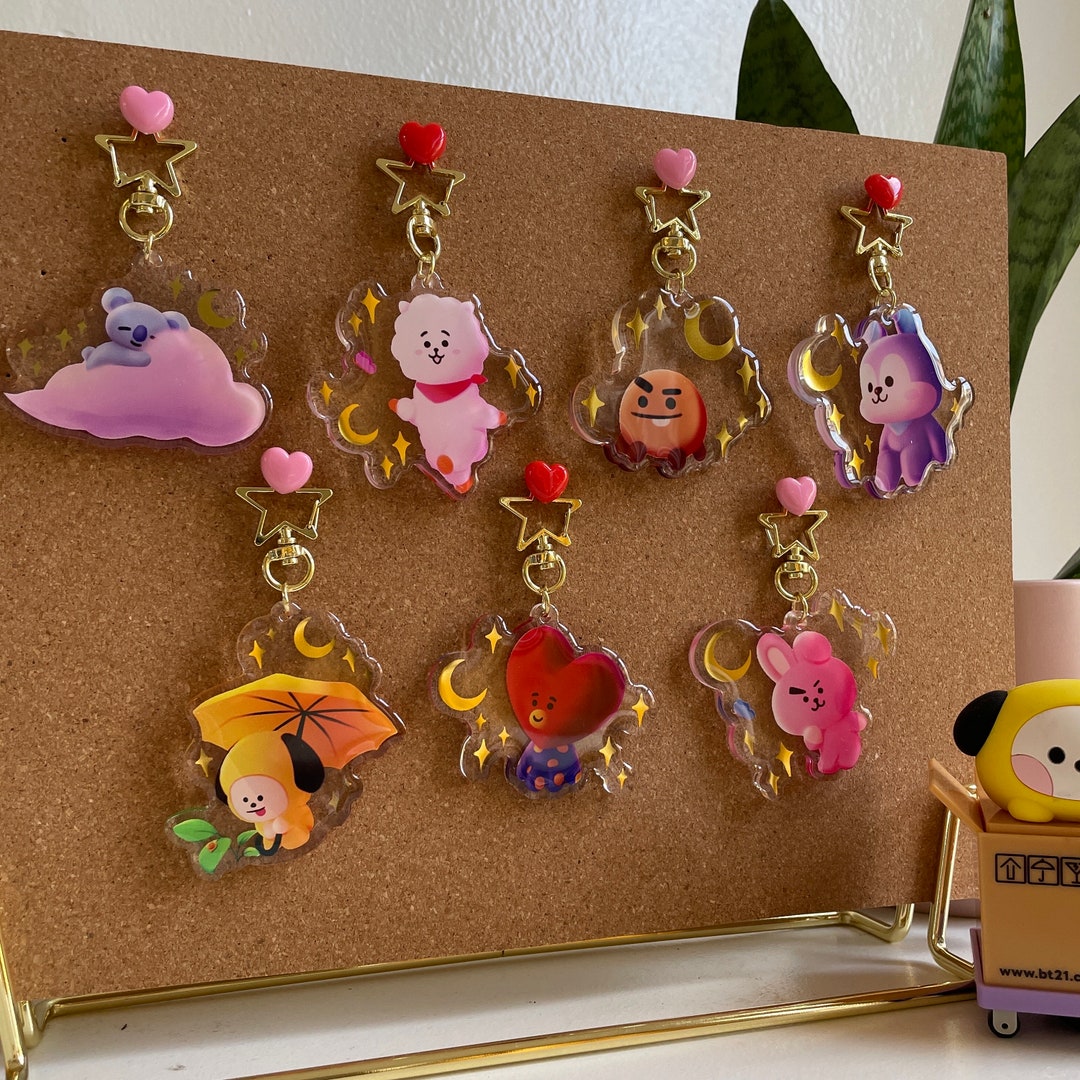 BT21 Starry Skies Keychains | BTS Gold Foil Keychains - Etsy