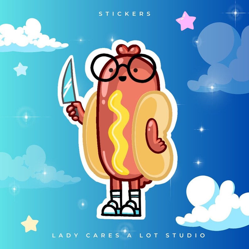 Cute Hot Dog Guy Sticker - Etsy