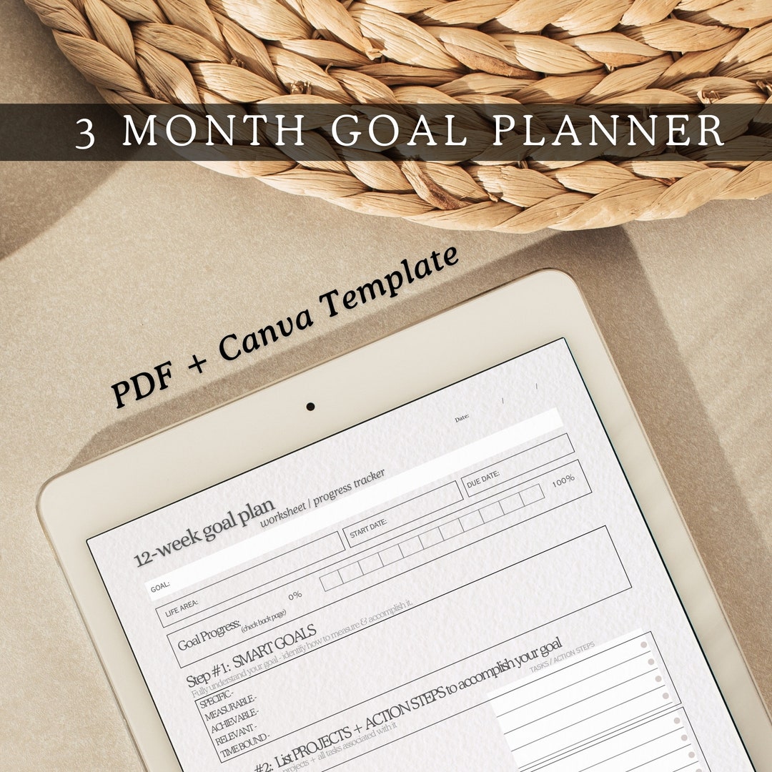 3 Month Goal Planner | Smart Goal Worksheet | Self Improvement | ADHD ...