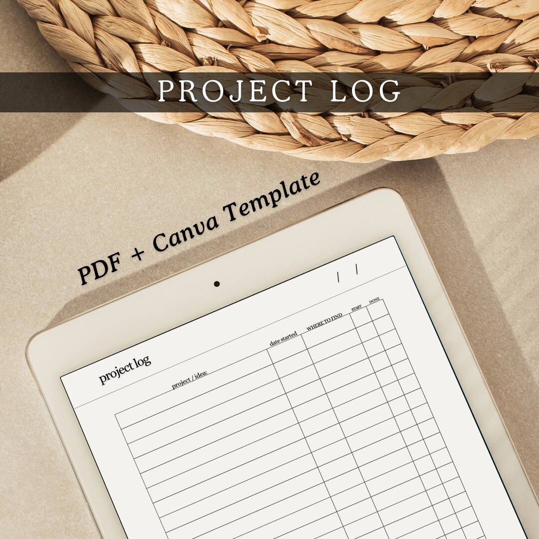 Project Log Printable PDF ADHD Planner Canva Template Digital Goal ...