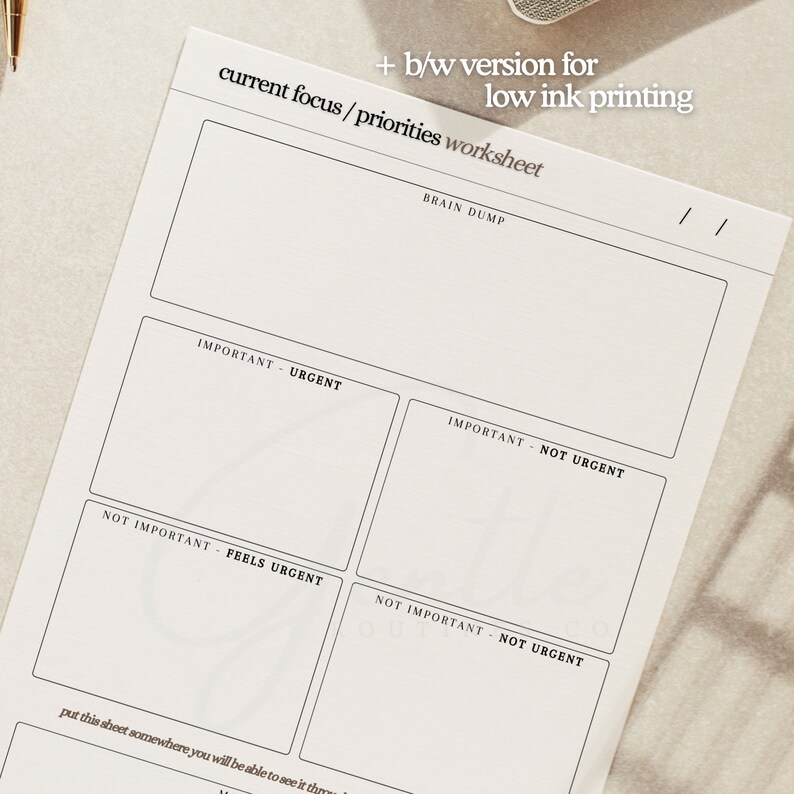 Priority & Focus Worksheet | Printable PDF | Canva Template | Digital ...